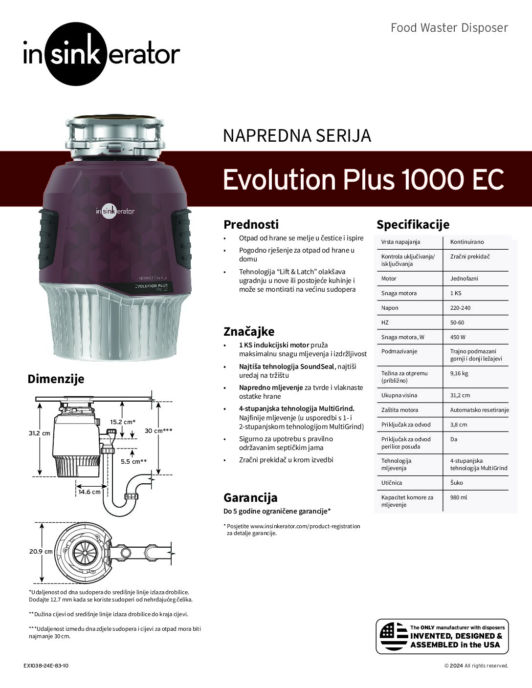 Drobilica IN-SINK-ERATOR EVOLUTION PLUS 1000 EC - SG Forma d.o.o.